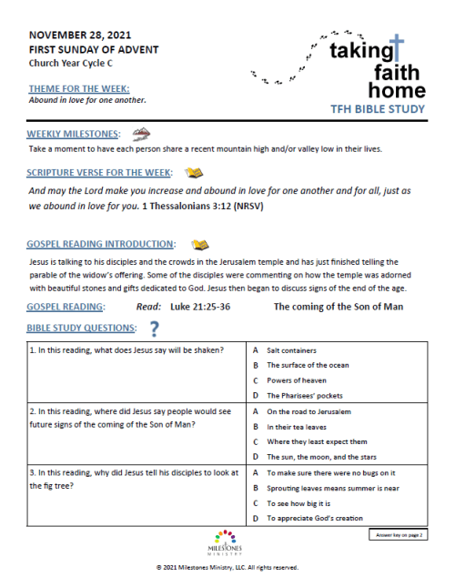 Bible Study Based on Taking Faith Home | Milestones Ministry