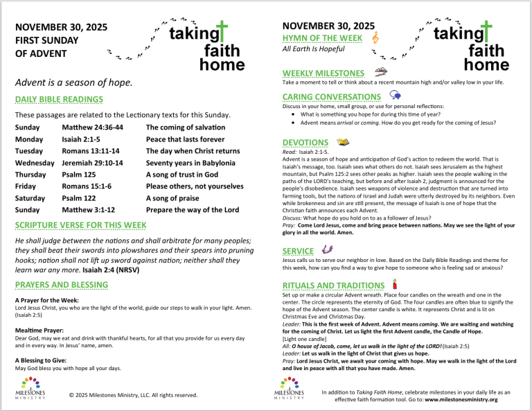 Taking Faith Home | Milestones Ministry